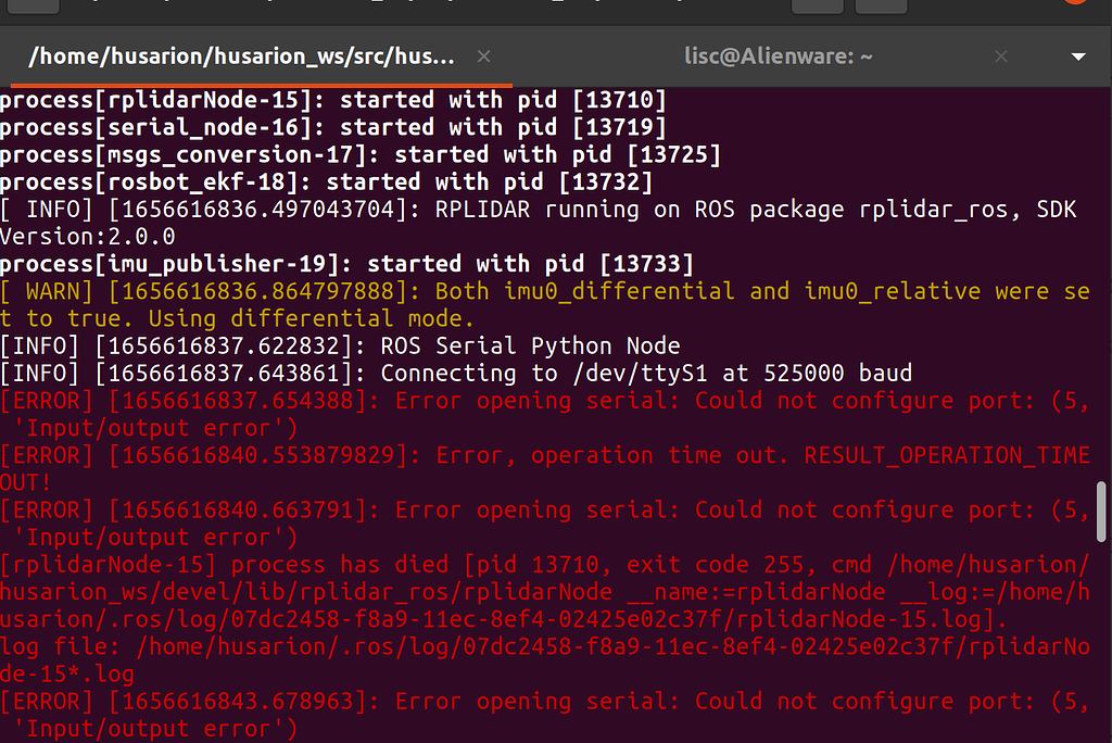 [Solved] Error happens when launch ROSBot 2.0 pro - Husarion Community